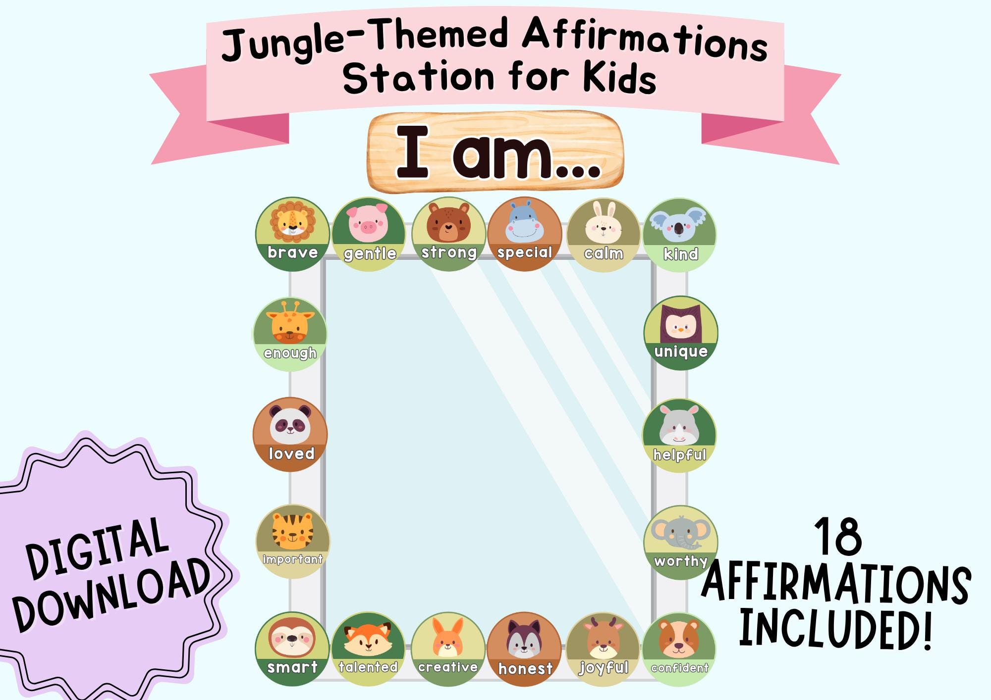 Printable Jungle-themed Affirmations Station for Kids | Positive ...