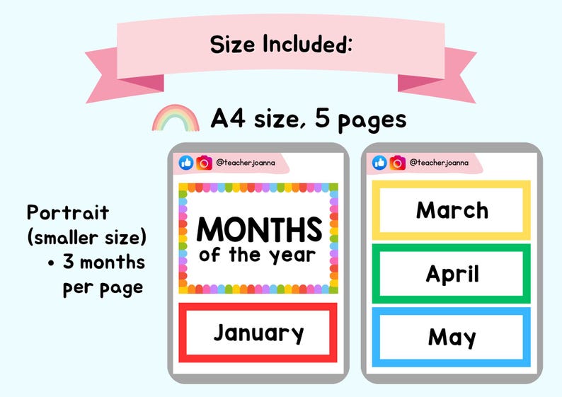Printable Rainbow-themed Months of the Year Poster | Colorful Calendar ...