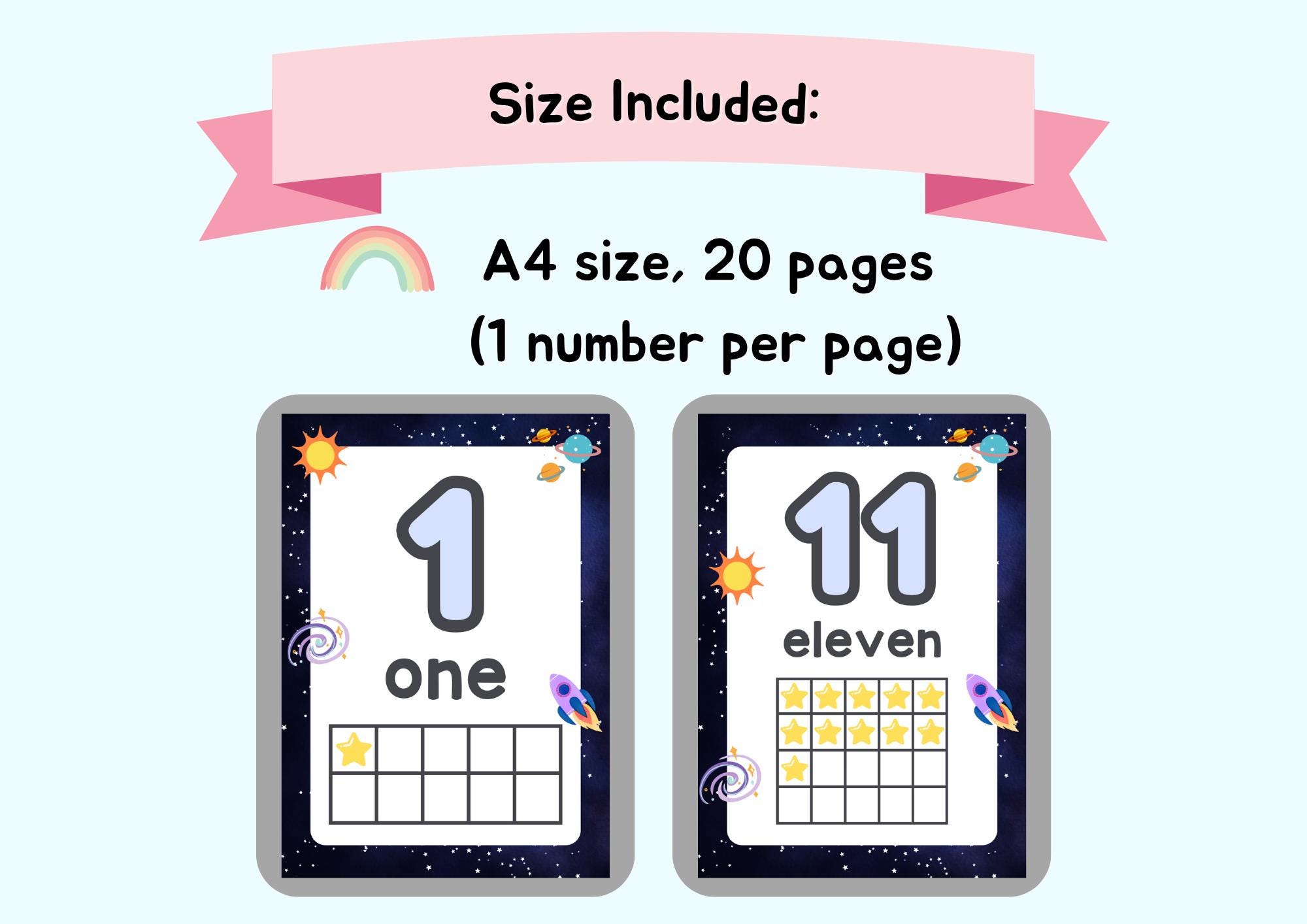 Printable Space Numbers Poster 1 to 20 | Outer Space Classroom Decor ...