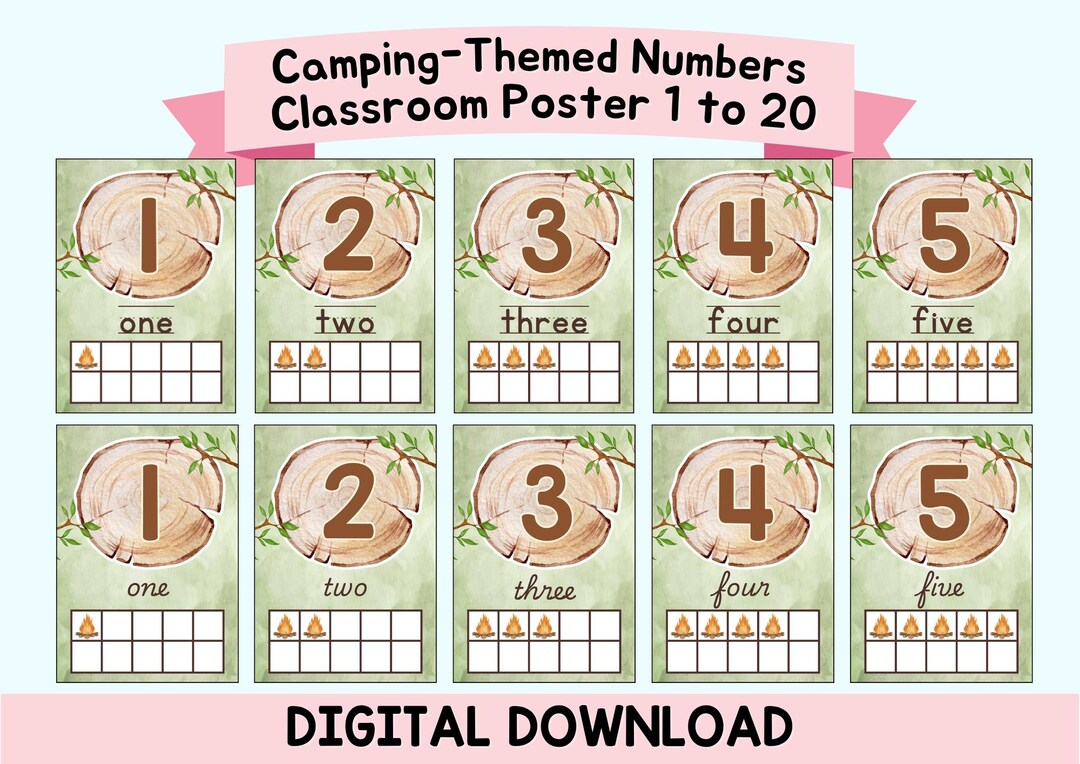 Printable Camping-themed Numbers Poster | Camping 1 to 20 Classroom ...