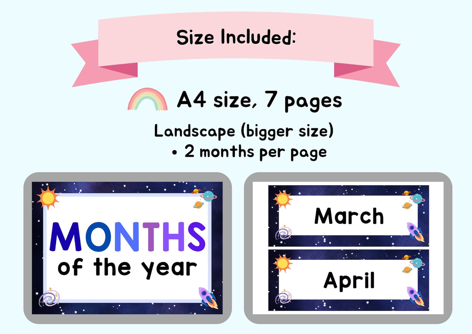 Printable Space Months of the Year | Outer Space Classroom Decor ...