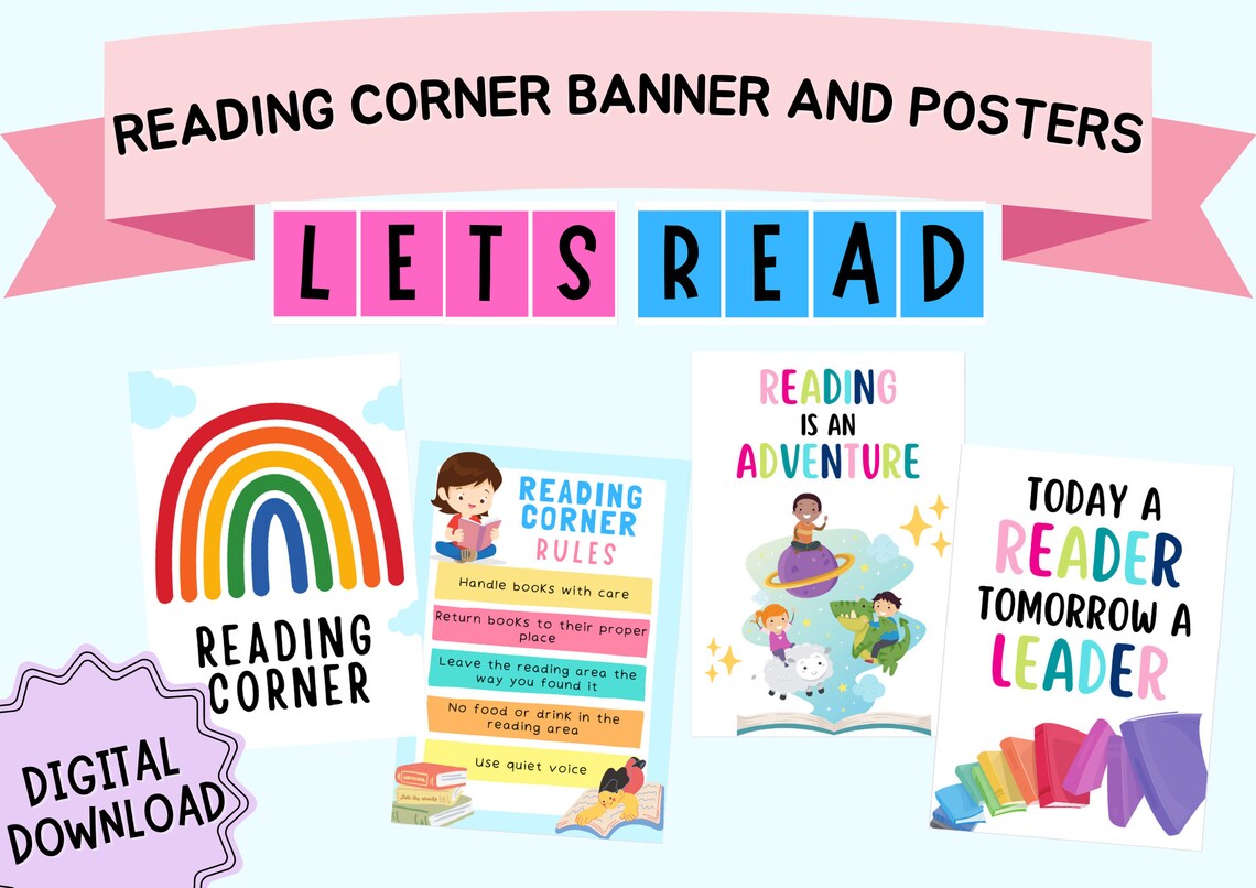 Reading Corner Decor Set: Classroom Posters, Banner, Labels (PDF ...