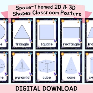 Printable Space Shapes Poster 2D & 3D | Outer Space Classroom Decor ...