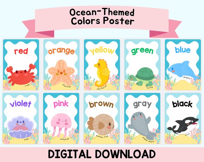 Printable Ocean Colors Posters | Under the Sea 10 Colors | Classroom ...