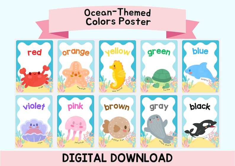 Printable Ocean Colors Posters | Under the Sea 10 Colors | Classroom ...