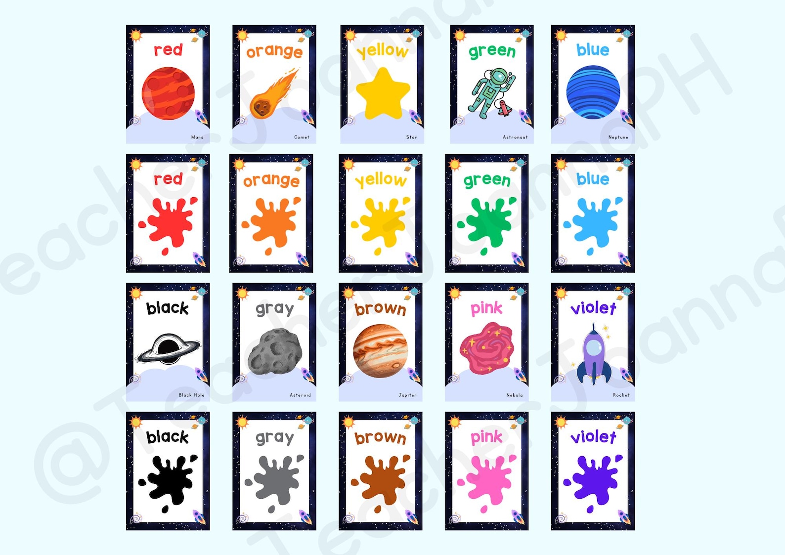 Space Colors Poster: Galaxy Classroom Decor, Kids Color Chart (PDF ...