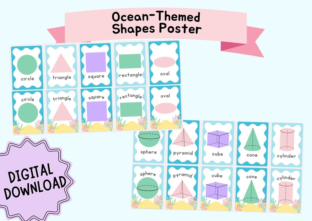 Printable Ocean Shapes Posters | Under the Sea 2D and 3D Shapes ...