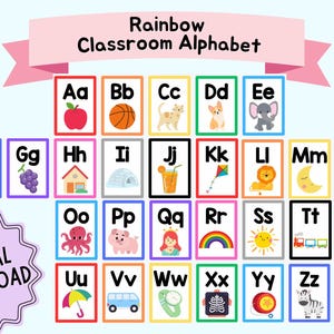 Rainbow Classroom Alphabet Poster, Aa to Zz, Classroom Decoration - Etsy