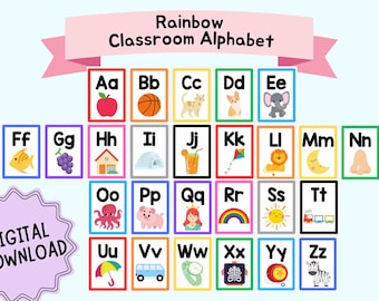 Rainbow Classroom Alphabet Poster, Aa to Zz, Classroom Decoration - Etsy