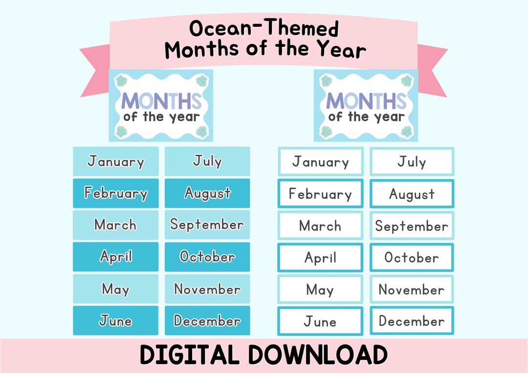 Ocean Months of the Year Poster: Under the Sea Classroom Calendar (PDF ...