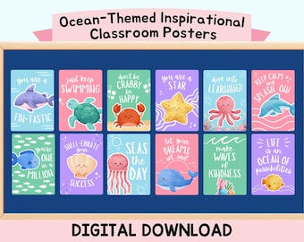 Printable Ocean-themed Inspirational Classroom Poster | Under the Sea ...