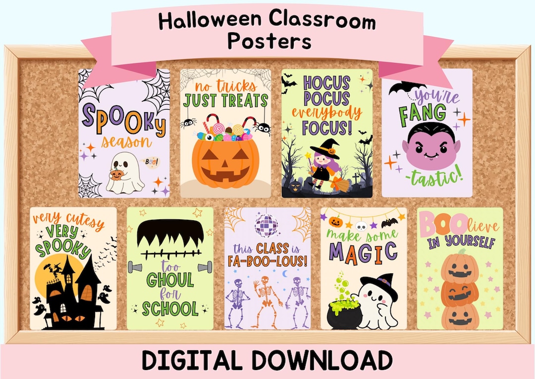 Halloween Classroom Posters, Classroom Decor - Etsy
