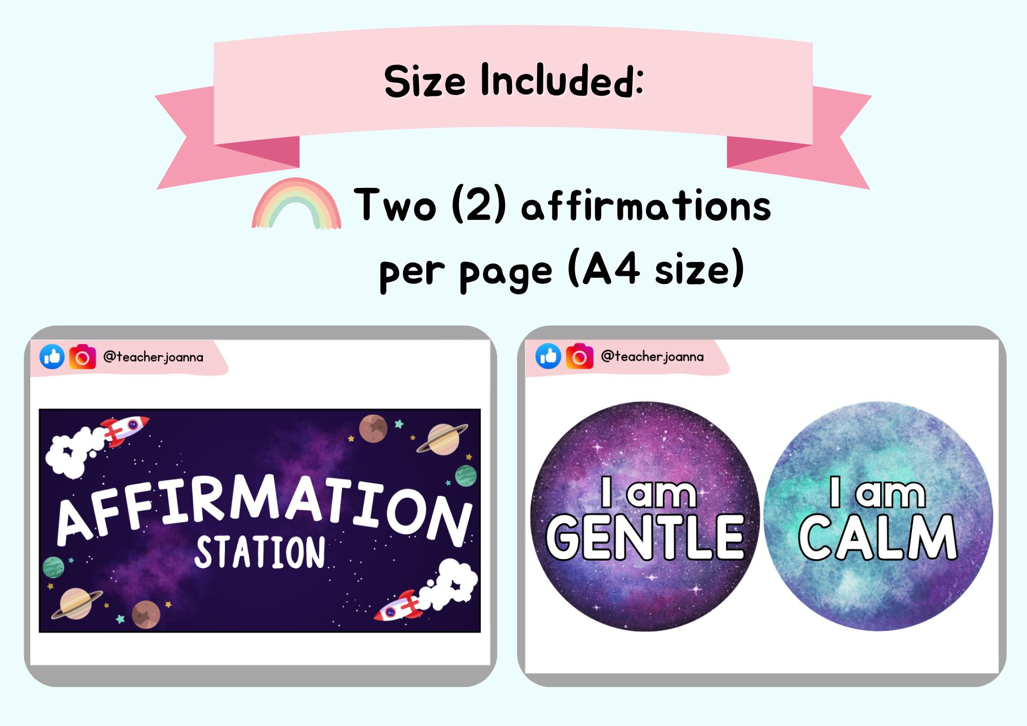 Printable Space-themed Affirmations Station for Kids | Positive ...