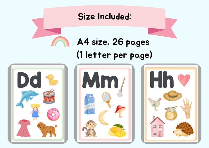Preschool Alphabet Posters Set, Aa to Zz, Pastel Colors - Etsy