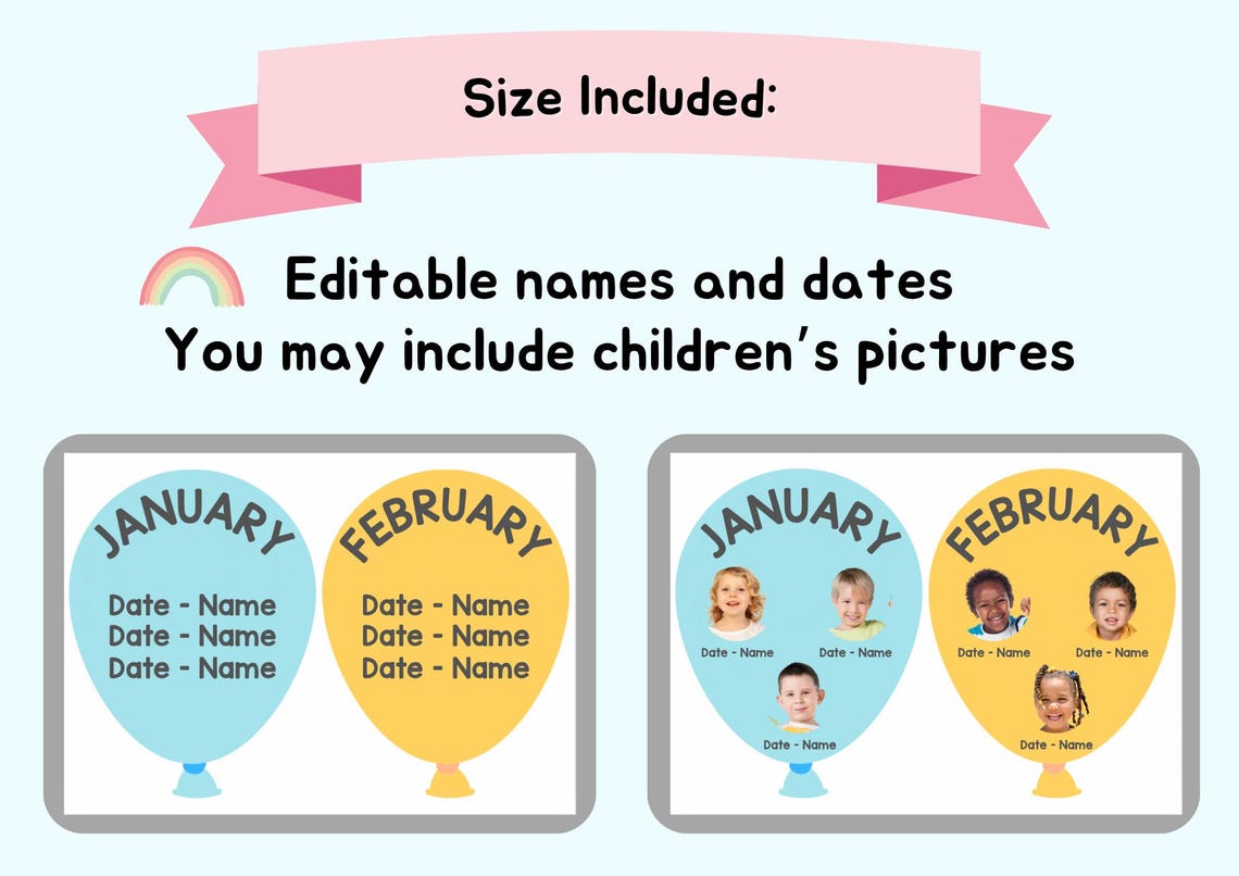 Bright Pastel Classroom Birthday Display, Editable, Classroom ...