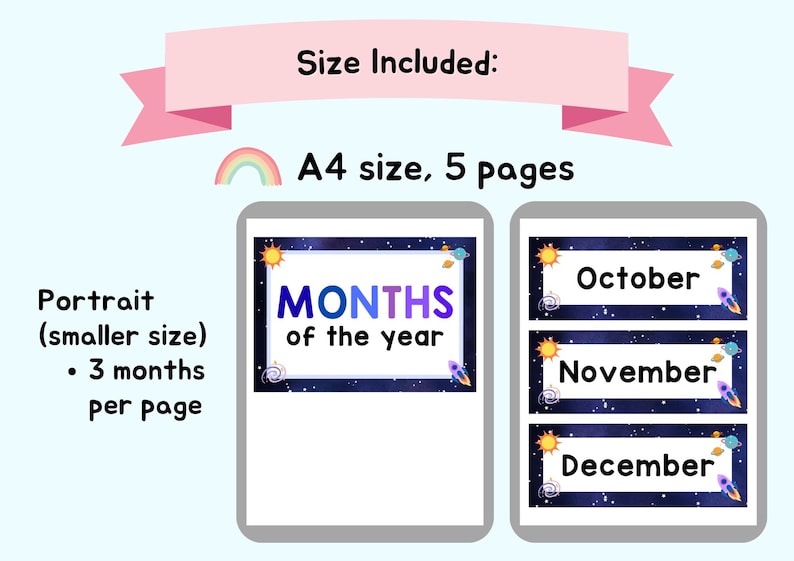 Printable Space Months of the Year | Outer Space Classroom Decor ...