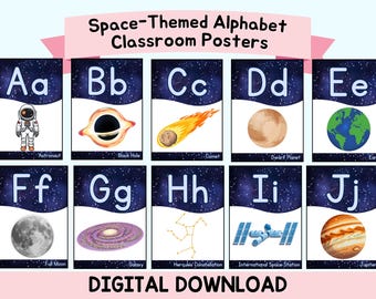 Space Alphabet Poster A-Z: Outer Space Classroom Decor (PDF Download A4 ...