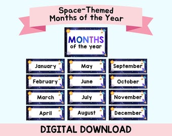 Printable Space Months of the Year | Outer Space Classroom Decor ...