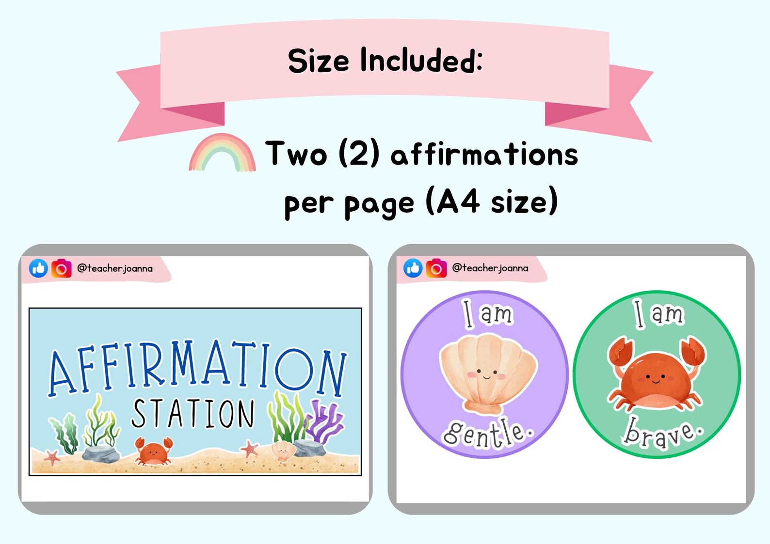 Ocean-themed Affirmations Station for Kids (positive Affirmations ...