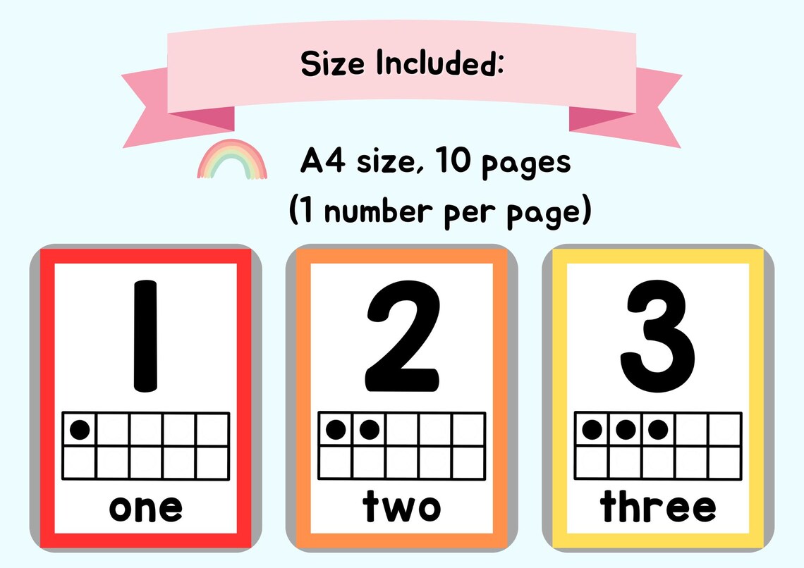 Rainbow Numbers 1 to 10, Classroom Posters, Classroom Decoration - Etsy