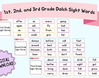 Printable Pre-k and Kindergarten Dolch Sight Words Flashcards | High ...