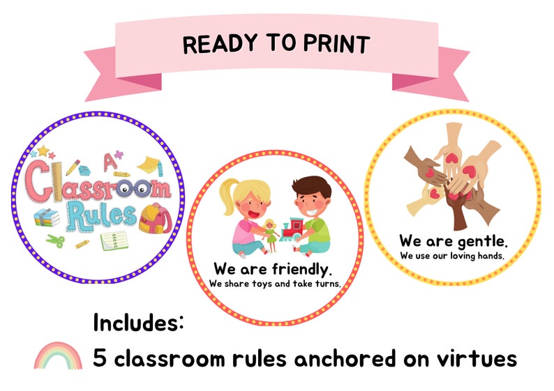 Classroom Rules, Virtues Classroom Rules - Etsy