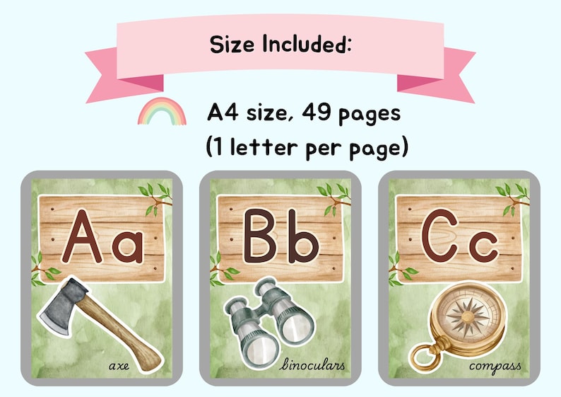 Camping Alphabet Poster: A-Z Classroom Decor, Outdoor ABC Chart (PDF ...