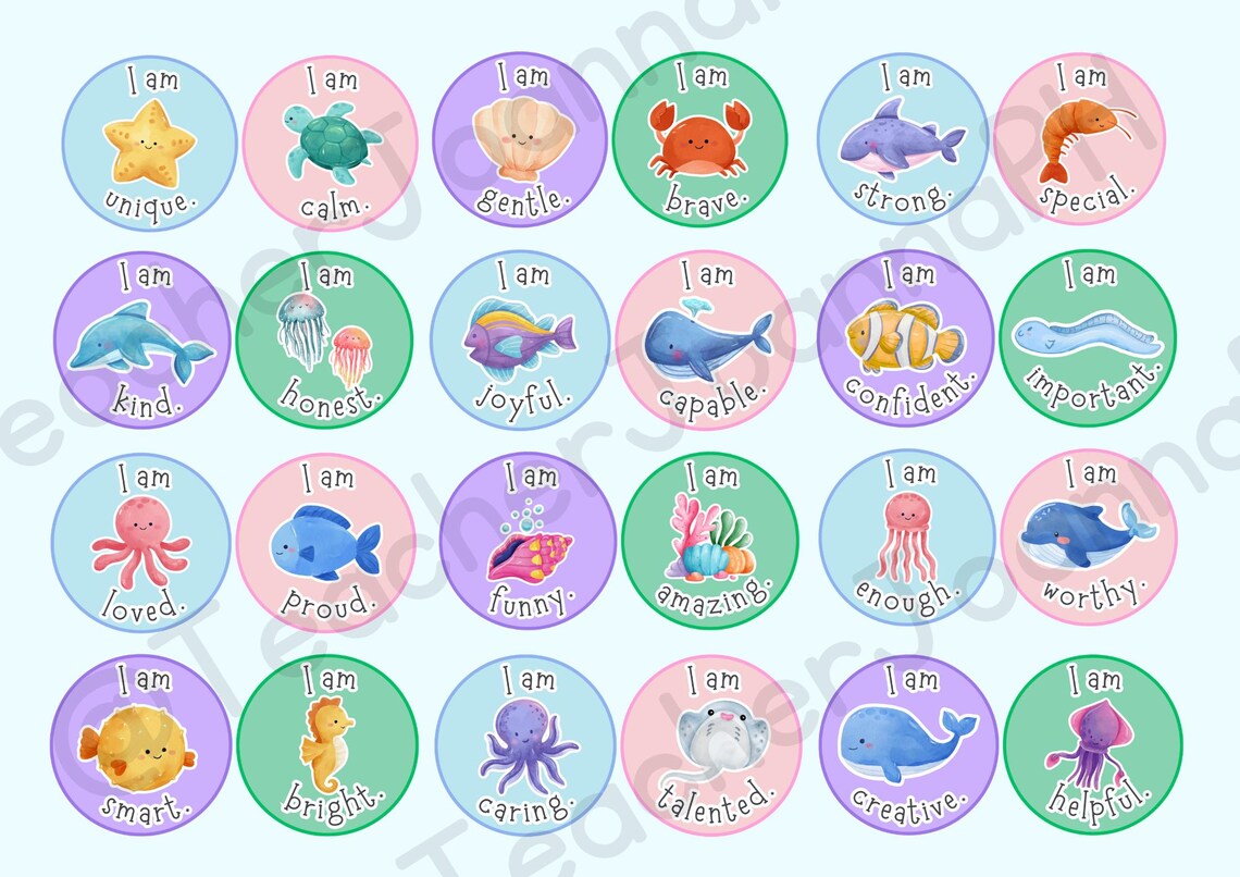 Ocean-themed Affirmations Station for Kids (positive Affirmations ...
