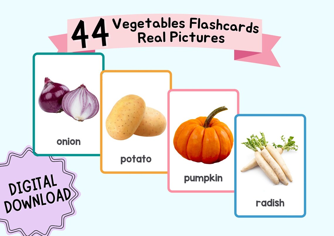 44 Vegetables Flashcards | Printable Real Pictures Flashcards ...