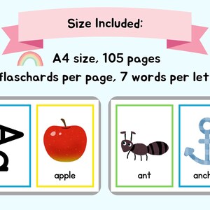 Printable Alphabet Flashcards With Illustrated Pictures, Aa to Zz ...