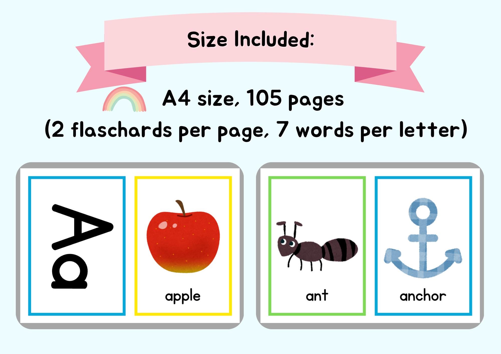 Printable Alphabet Flashcards With Illustrated Pictures, Aa to Zz ...