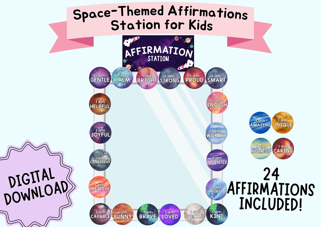 Printable Space-themed Affirmations Station for Kids | Positive ...