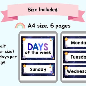 Printable Space Days of the Week | Outer Space Classroom Decor | Galaxy ...