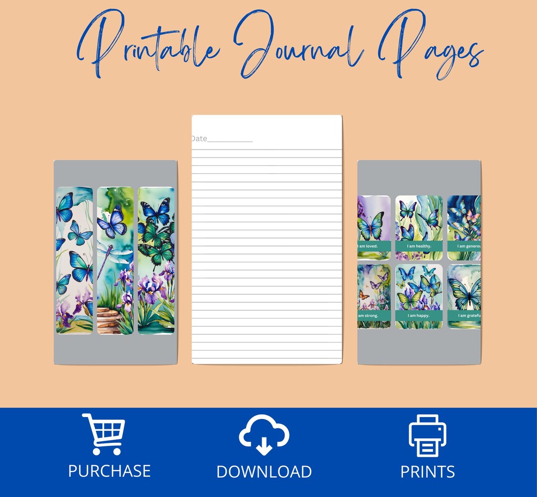 Printable Beautiful Journal Pages Featuring Butterflies and Dragonflies ...