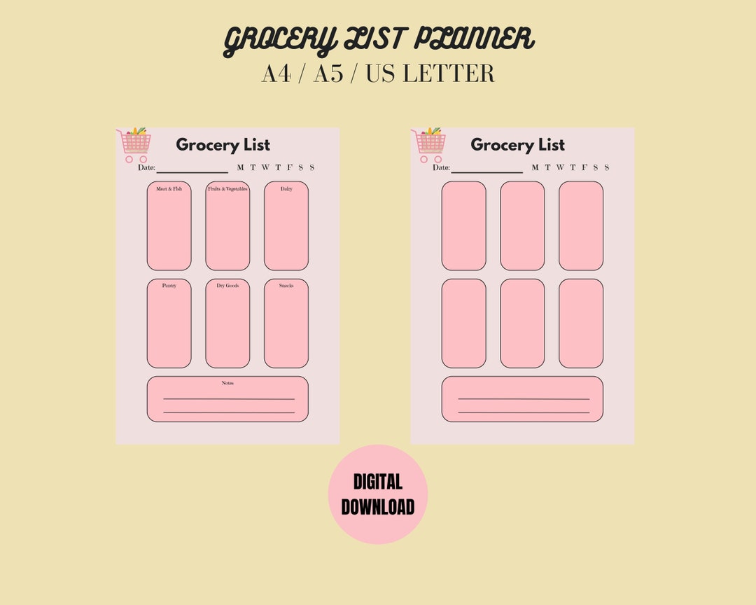 Printable Master Grocery Checklist Grocery Items List Pdf Etsy