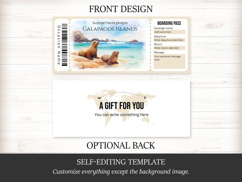 Editable Galapagos Islands Boarding Pass Template, Printable ...