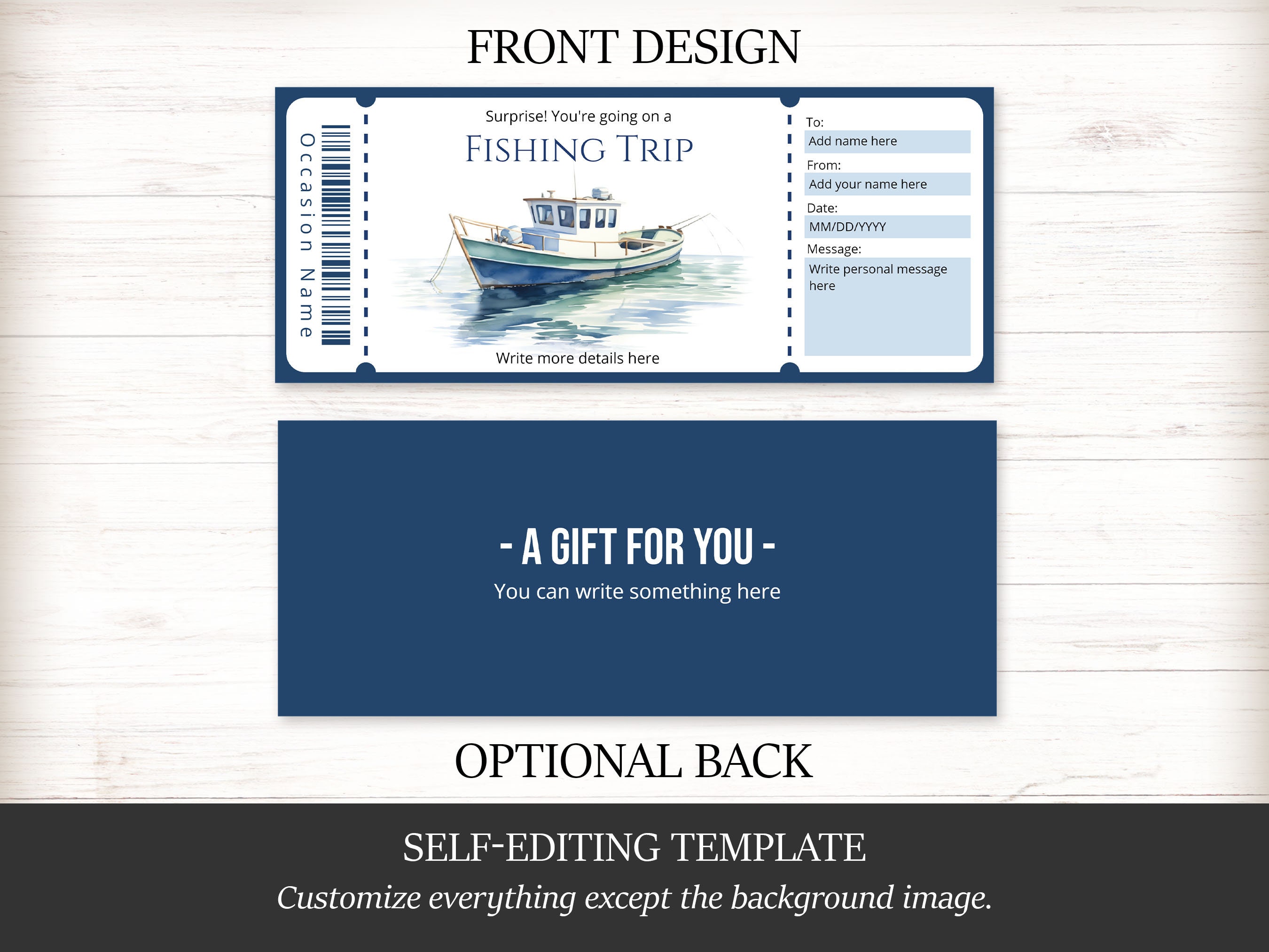Editable Fishing Trip Gift Certificate Template, Watercolor Surprise ...