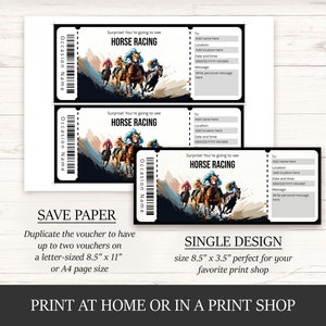 Surprise Horse Racing Ticket Template, Customizable and Printable Horse ...