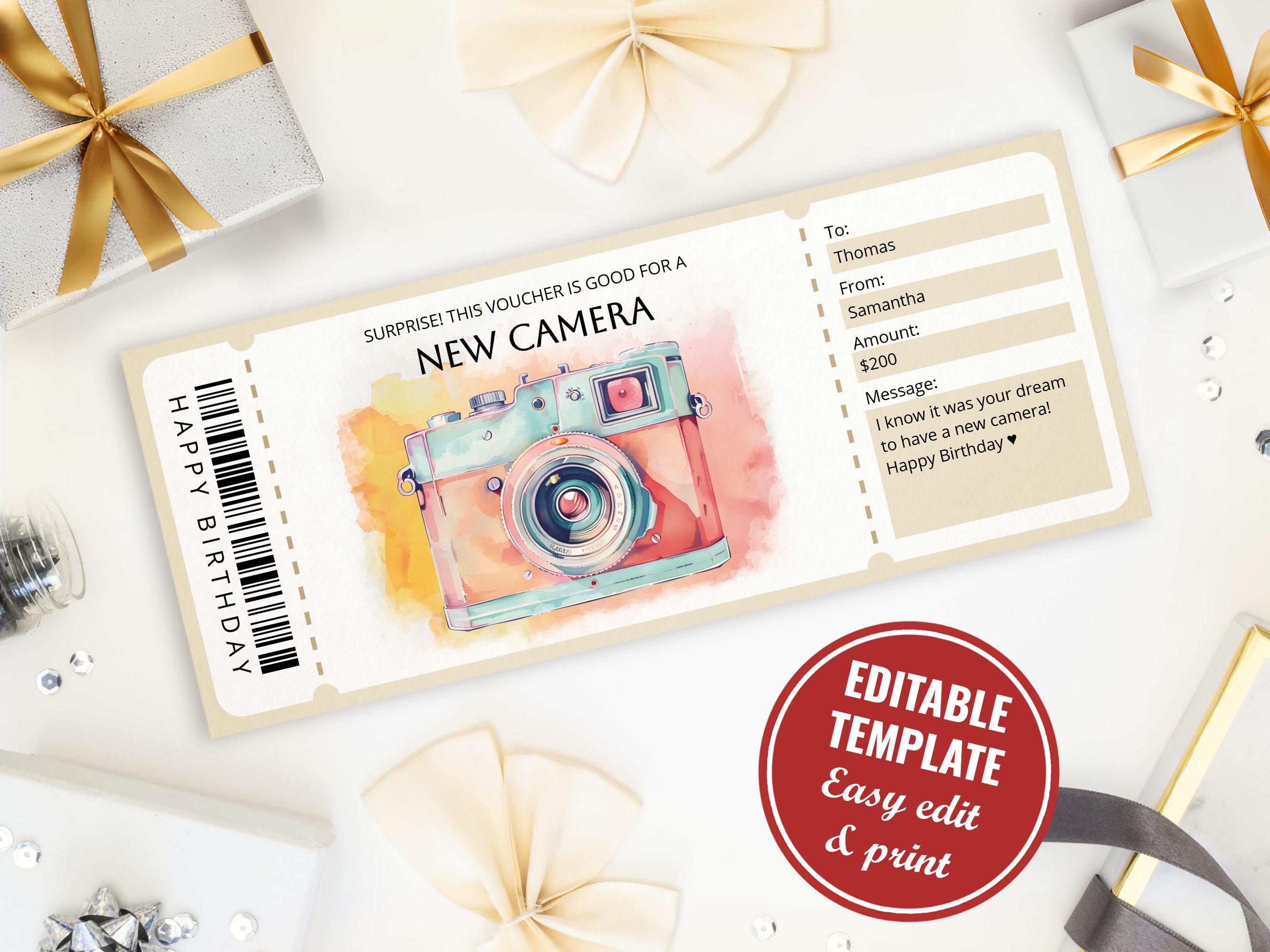 Editable New Camera Gift Certificate Template for Photography Lover ...