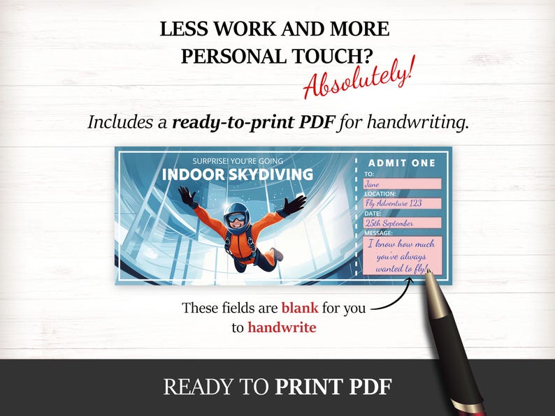 Editable Indoor Skydiving Gift Certificate Template, Printable Indoor ...