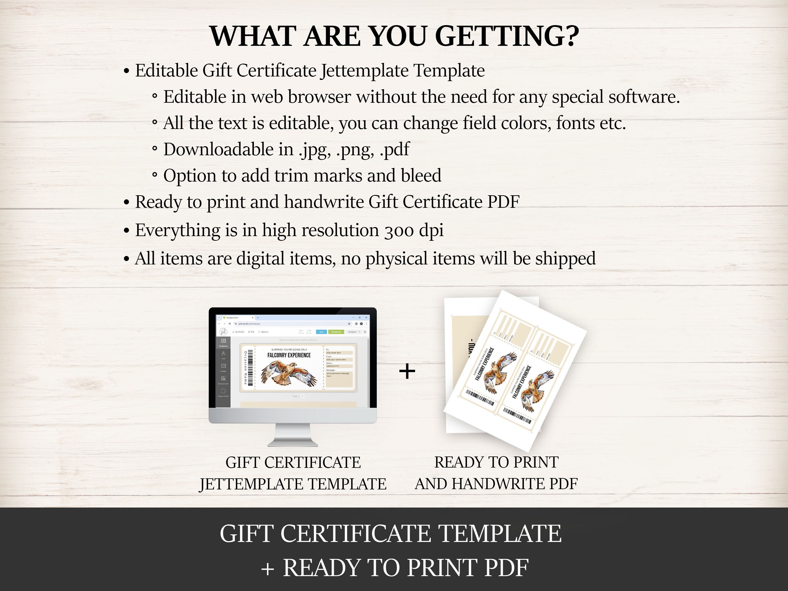 Editable Falconry Experience Ticket Gift Certificate Template ...