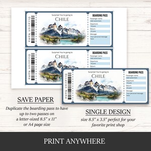 Editable Chile Boarding Pass Template Watercolor Surprise - Etsy