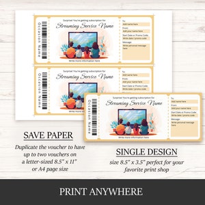 Editable Movie Streaming Subscription Gift Card Template, Surprise ...