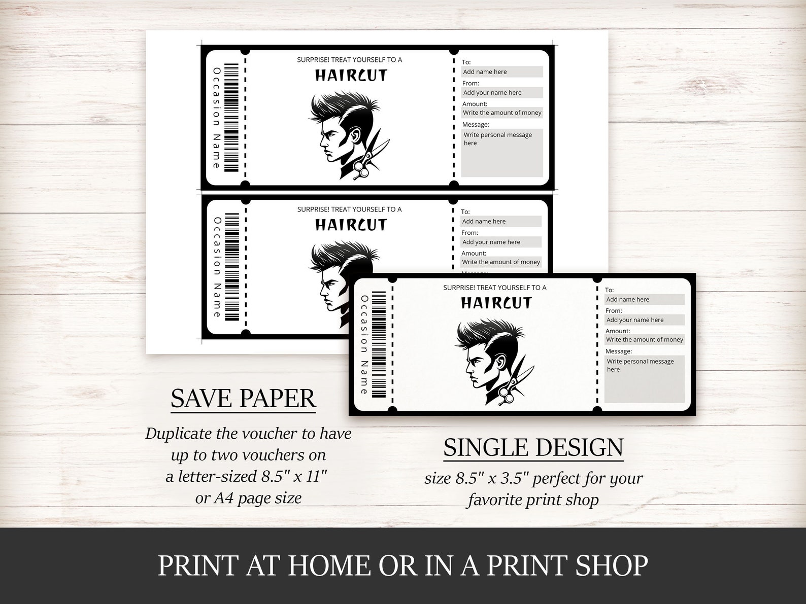 Editable Barber Voucher Template Unique Gift for Him Printable Haircut ...