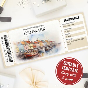 Editable Denmark Boarding Pass Template Printable - Etsy
