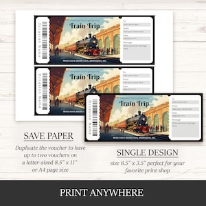 Editable Train Ticket Template, Retro Railway Ticket Surprise Gift ...