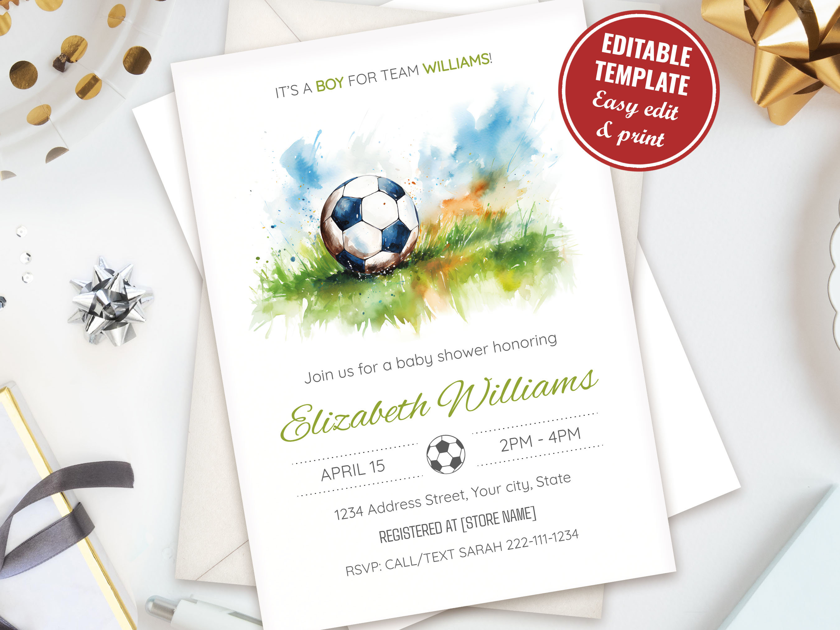 Soccer Baby Shower Invitations Printing Soccer Football Birthday