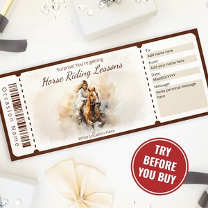 Editable Watercolor Horse Riding Gift Certificate Template for Horse ...