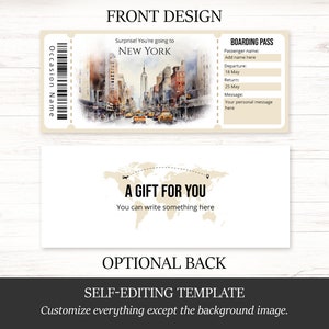 Editable New York Boarding Pass Template Surprise Printable - Etsy
