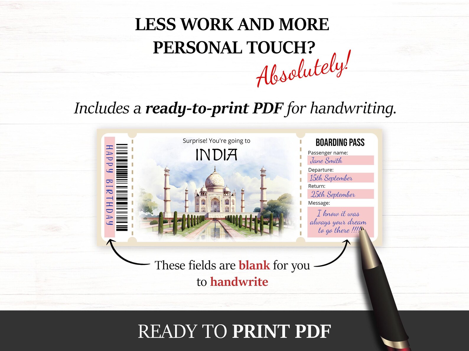 Editable India Boarding Pass Template, Surprise India Trip Reveal ...